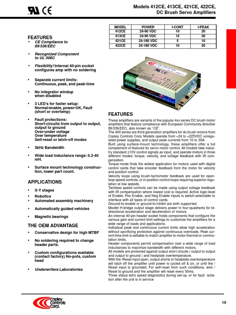 Copley Controls Power Amplifiers | PDF | Amplifier | Power Supply
