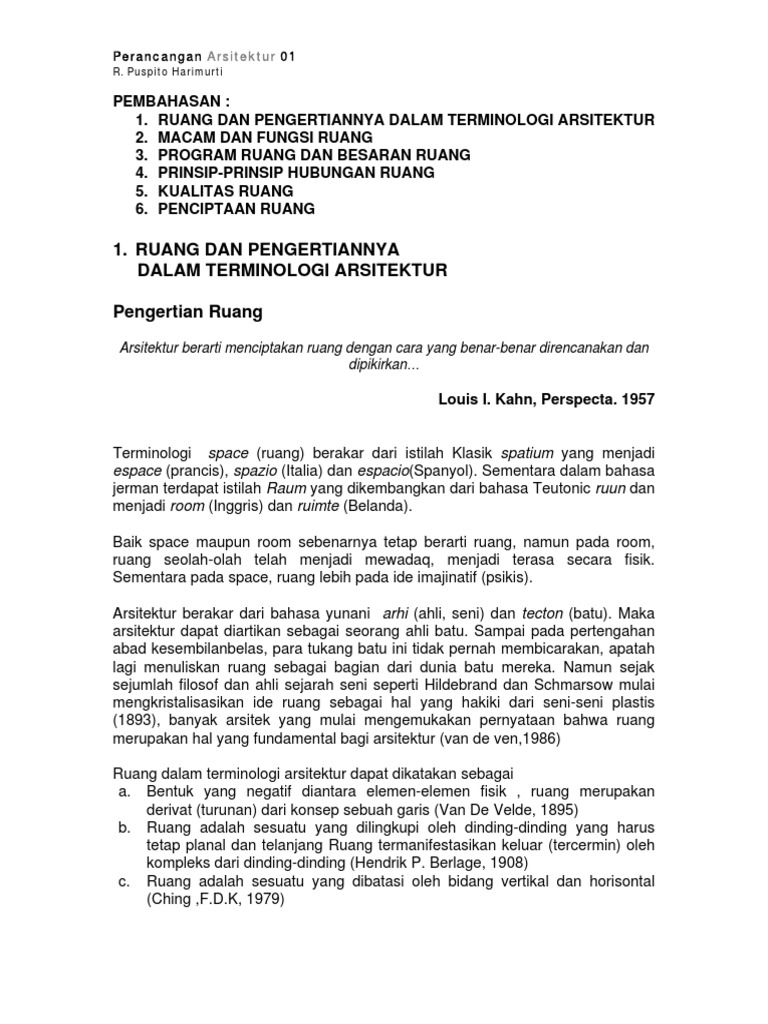 Materi 01 RUANG Dan Program Ruang | PDF