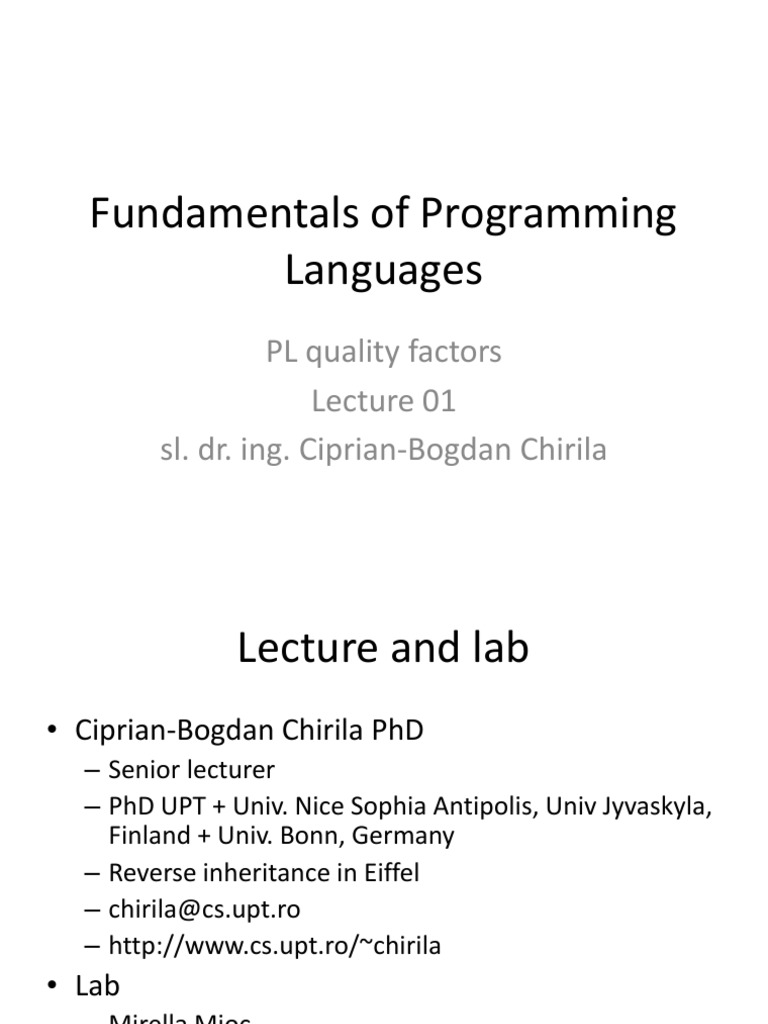 Fundamentals of Computer Programming Languages UPT | Download Free PDF ...