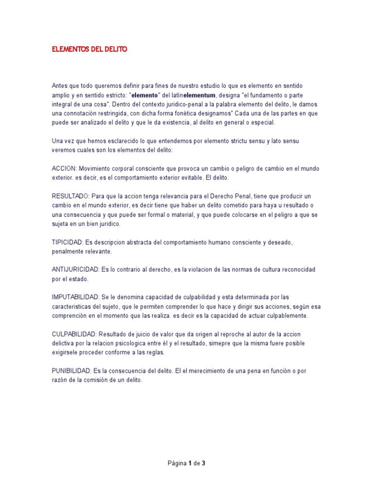 Elementos Del Delito | PDF