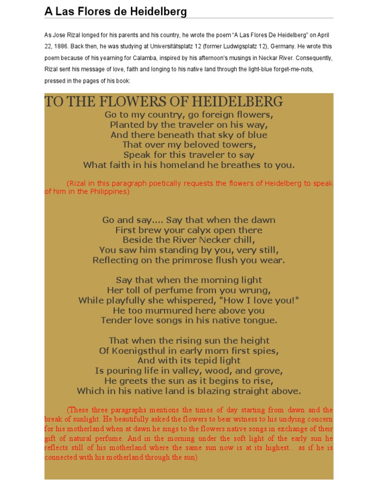 A Reflection of Longing: Jose Rizal's Poem 'To the Flowers of ...