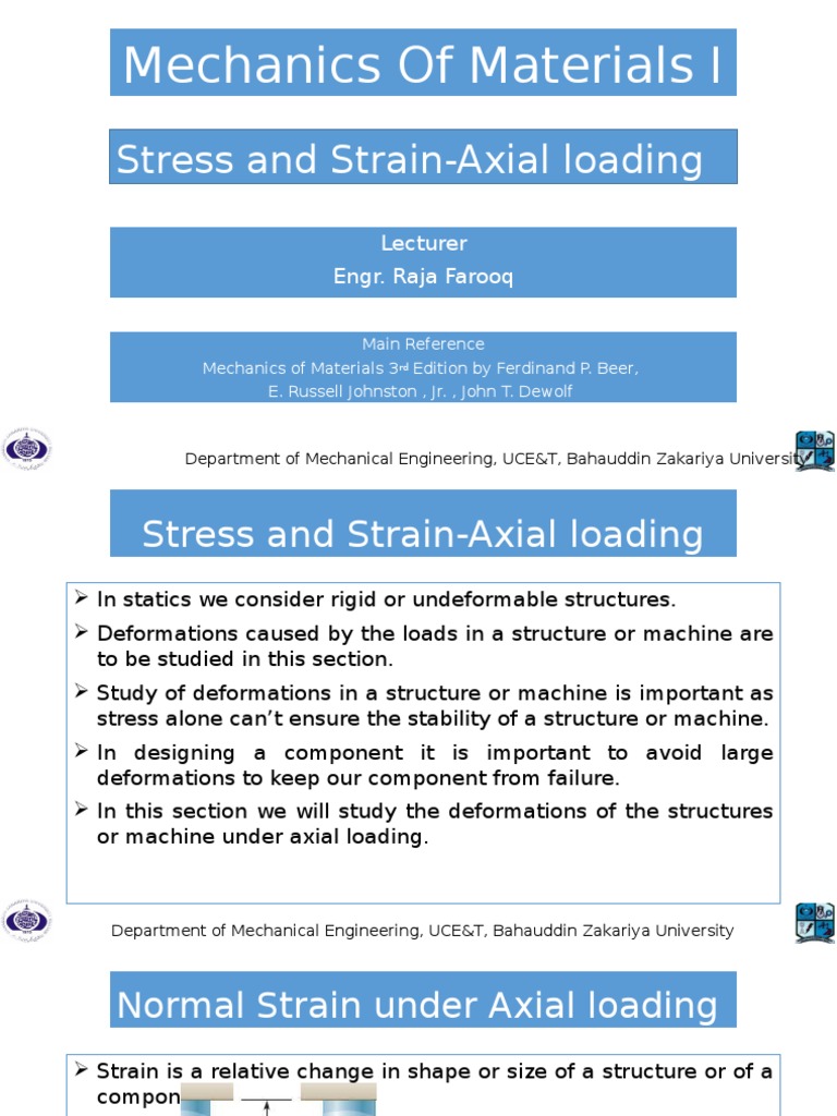 Lecture 2 | PDF | Deformation (Engineering) | Elasticity (Physics)