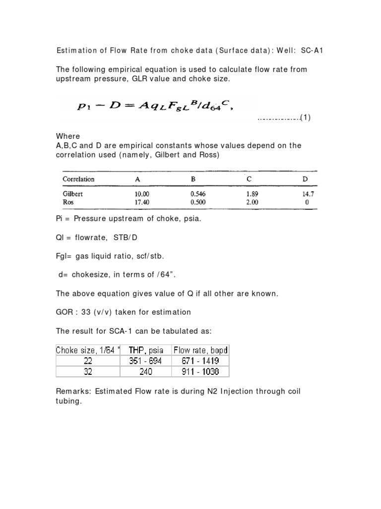 Choke Flow Rate Calculation for SC-A1 | PDF | Technology & Engineering