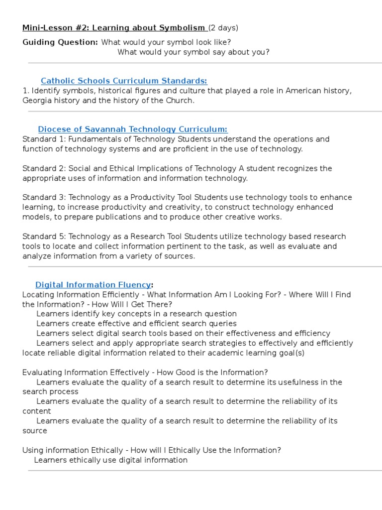 Mini Lesson 2: Symbolism | PDF | Critical Thinking | Evaluation