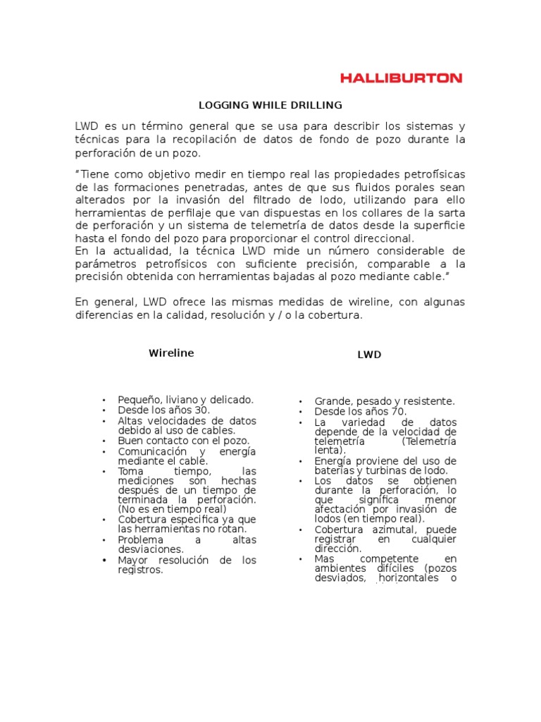 Logging While Drilling Halliburton | PDF | Permeabilidad (Ciencias de ...