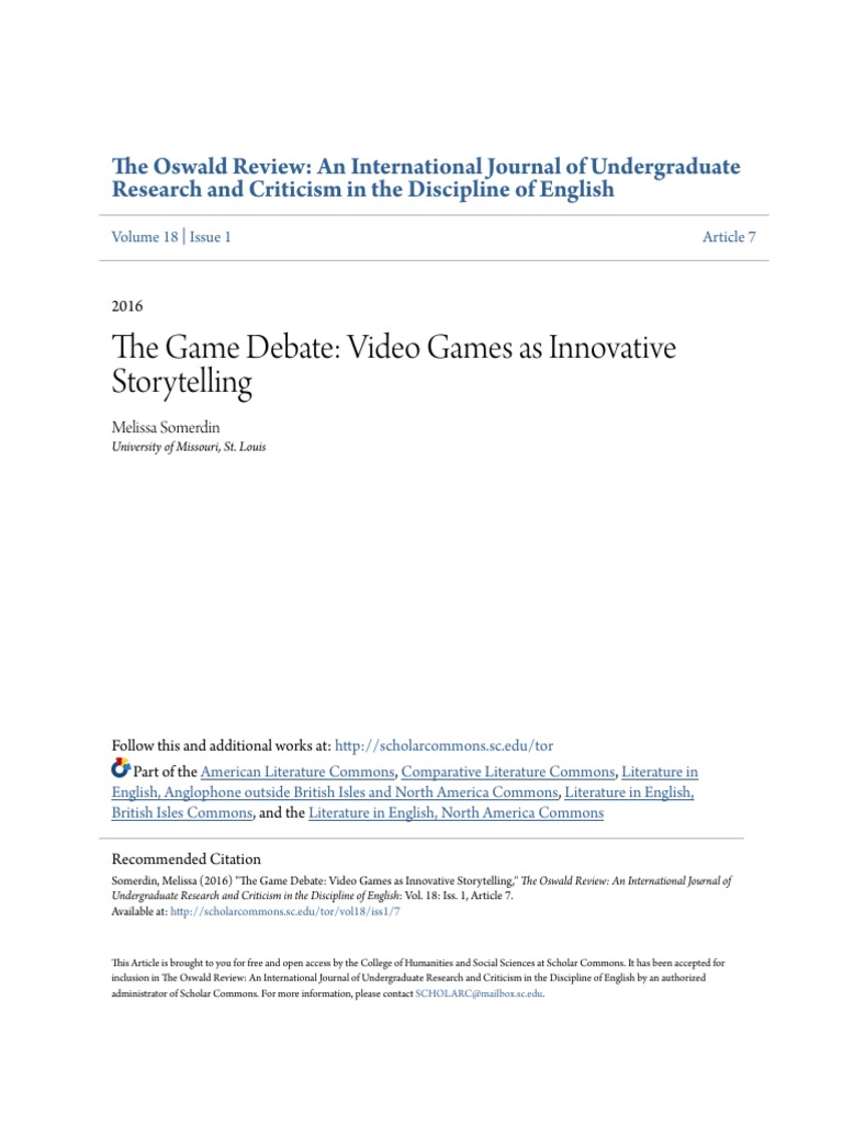 The Game Debate - Video Games As Innovative Storytelling | PDF | Rupert ...