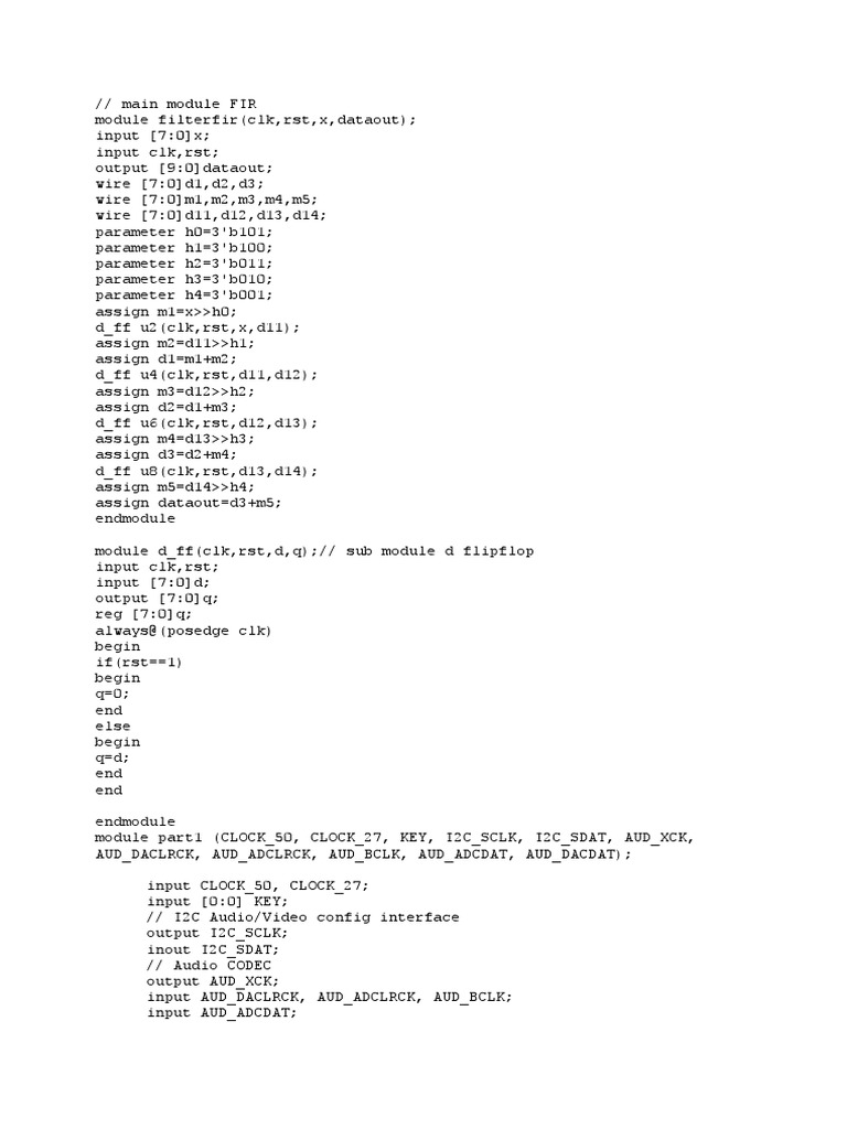 Implementation of a Finite Impulse Response (FIR) Filter with Noise ...