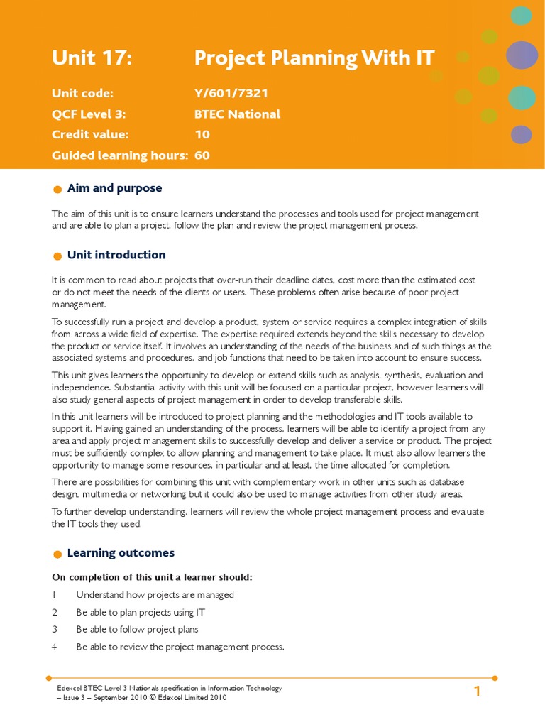 Unit 17 Project Planning With IT | PDF | Project Management ...