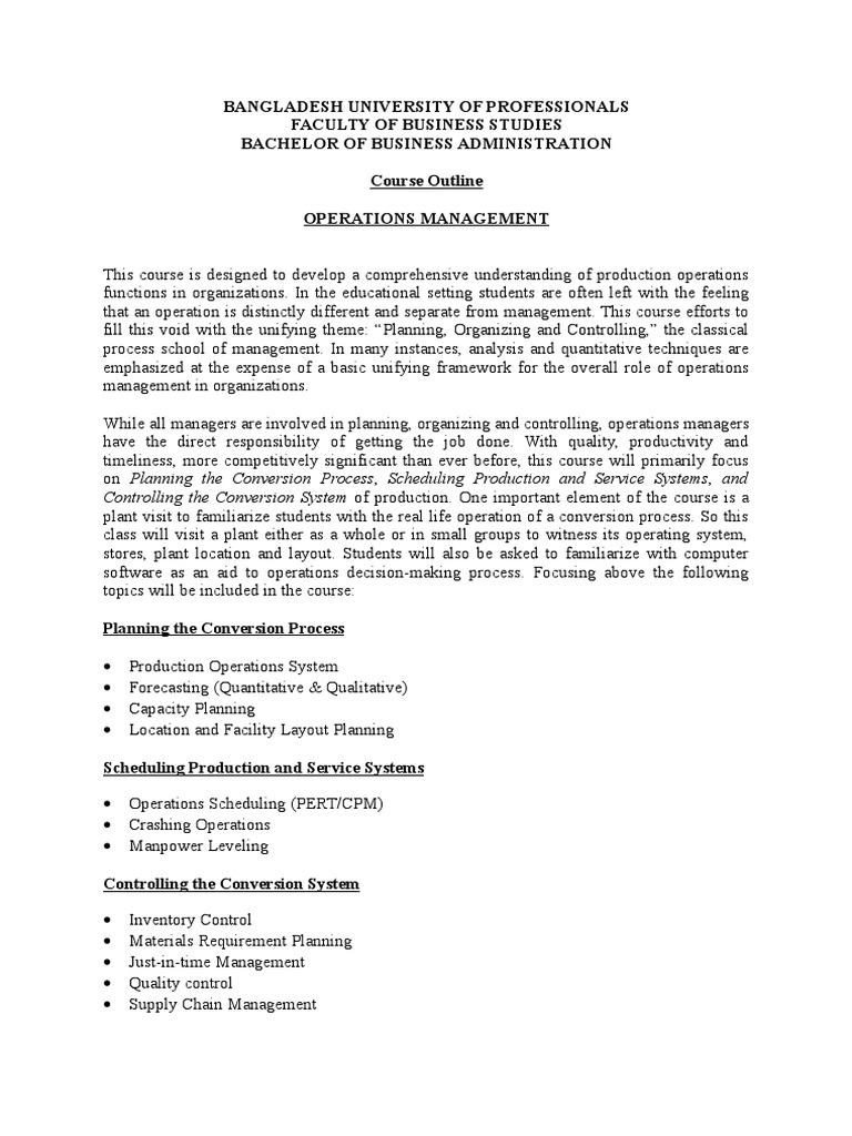 Operations Management | PDF | Operations Management | Strategic Management