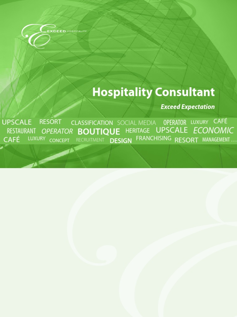 Exceed Hospitality Consultancy Overview | PDF | Franchising | Hotel
