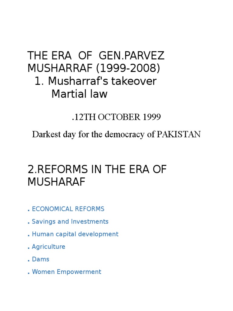 Musharraf's Era: 1999-2008 Overview | PDF