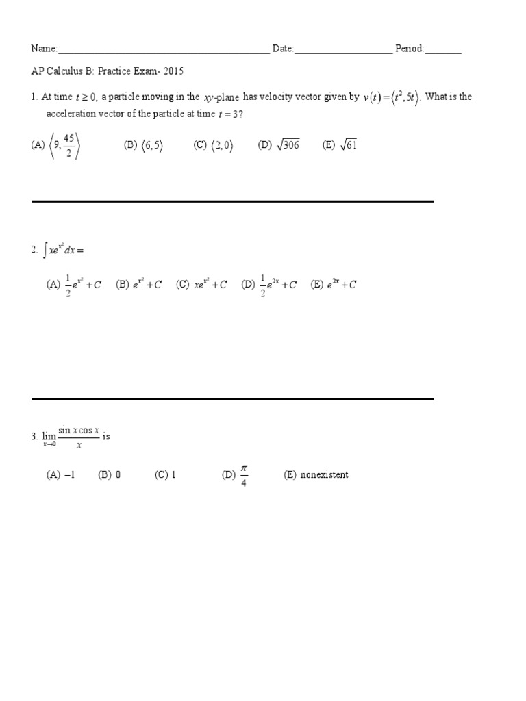 AP Calc Exam2 | PDF | Derivative | Sine