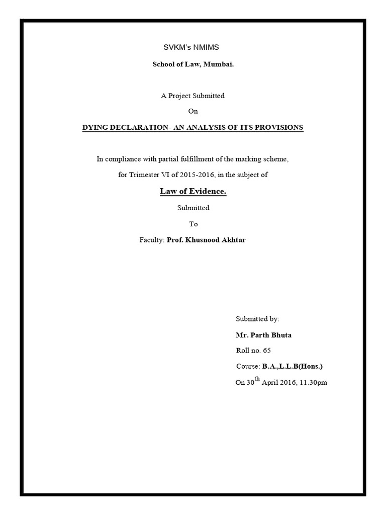 Dying Declaration | PDF | Hearsay | Evidence (Law)
