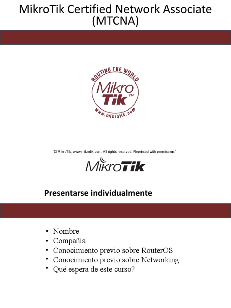 MTCNA | PDF | Dirección IP | Enrutador (Computación)