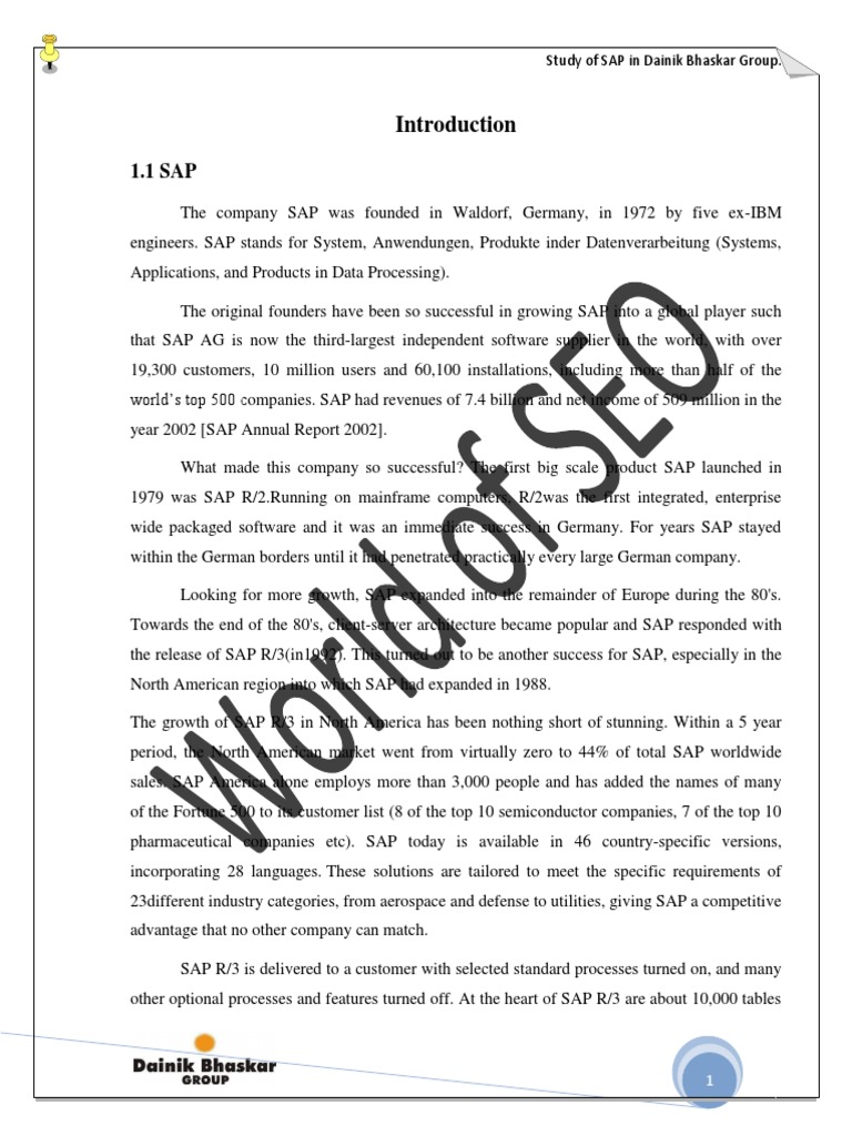 Study of Sap | PDF | Sap Se | Business