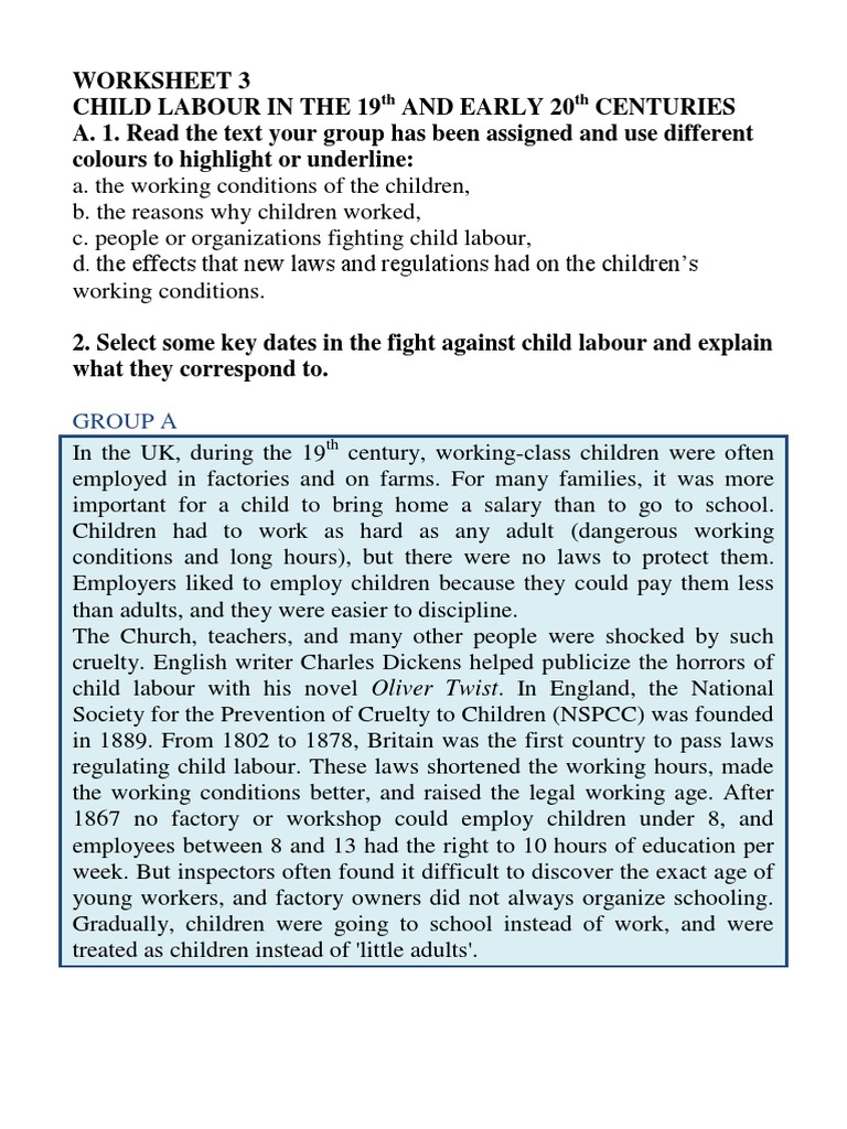 Child Labour in 19th Century UK and USA | PDF | Child Labour | Labor