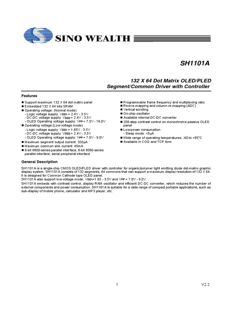 SH1101A | PDF | Random Access Memory | Input/Output