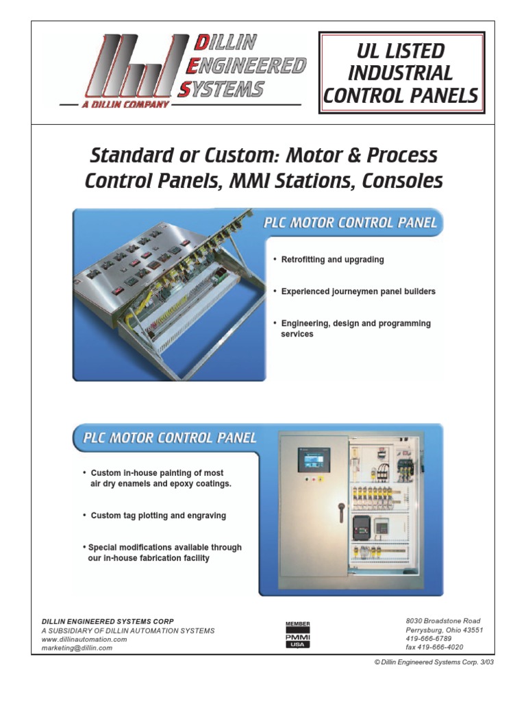 Ul Listed Industrial Control Panels Standard or Custom: Motor & Process ...