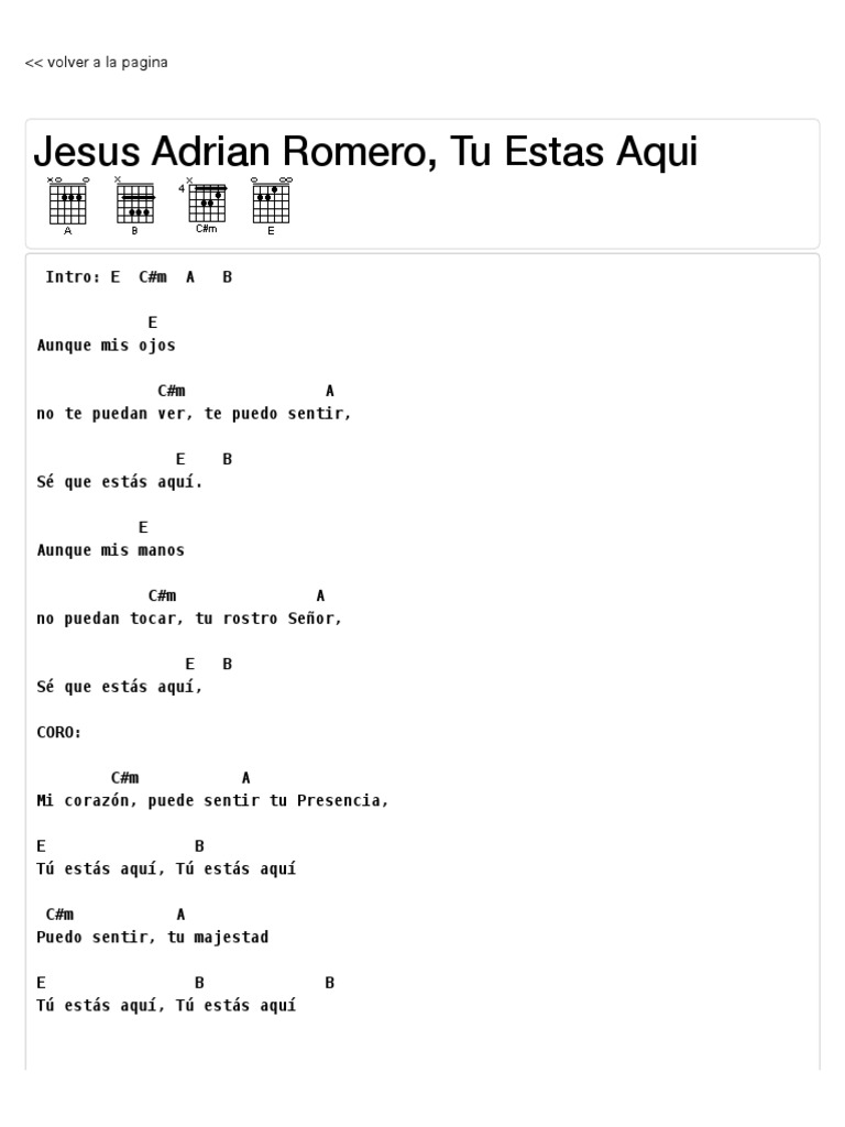 Tu Estas Aqui Acordes - Jesus Adrian Romero | PDF