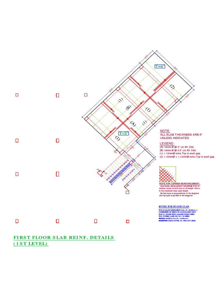 First Floor Slab Reinf. Details (1St Level) | PDF