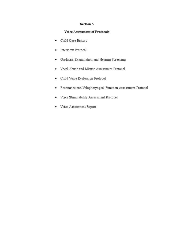 Section 5. Voice Assessment Protocols | PDF | Gastroesophageal Reflux ...