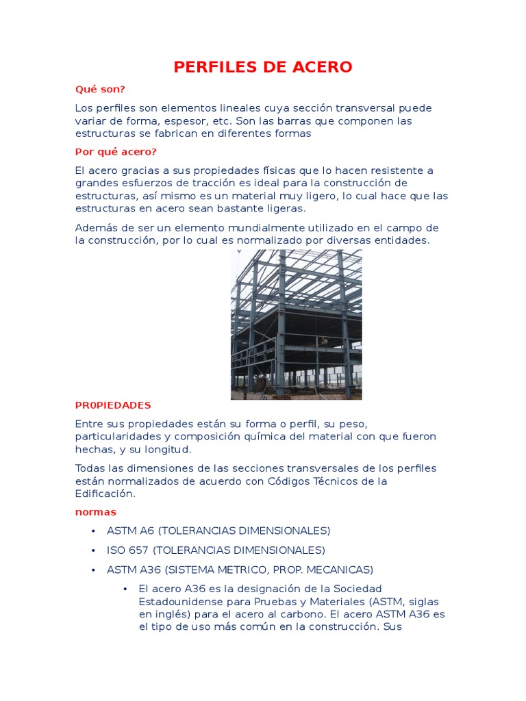 Perfiles Normalizados de Acero | PDF | Acero | Aluminio