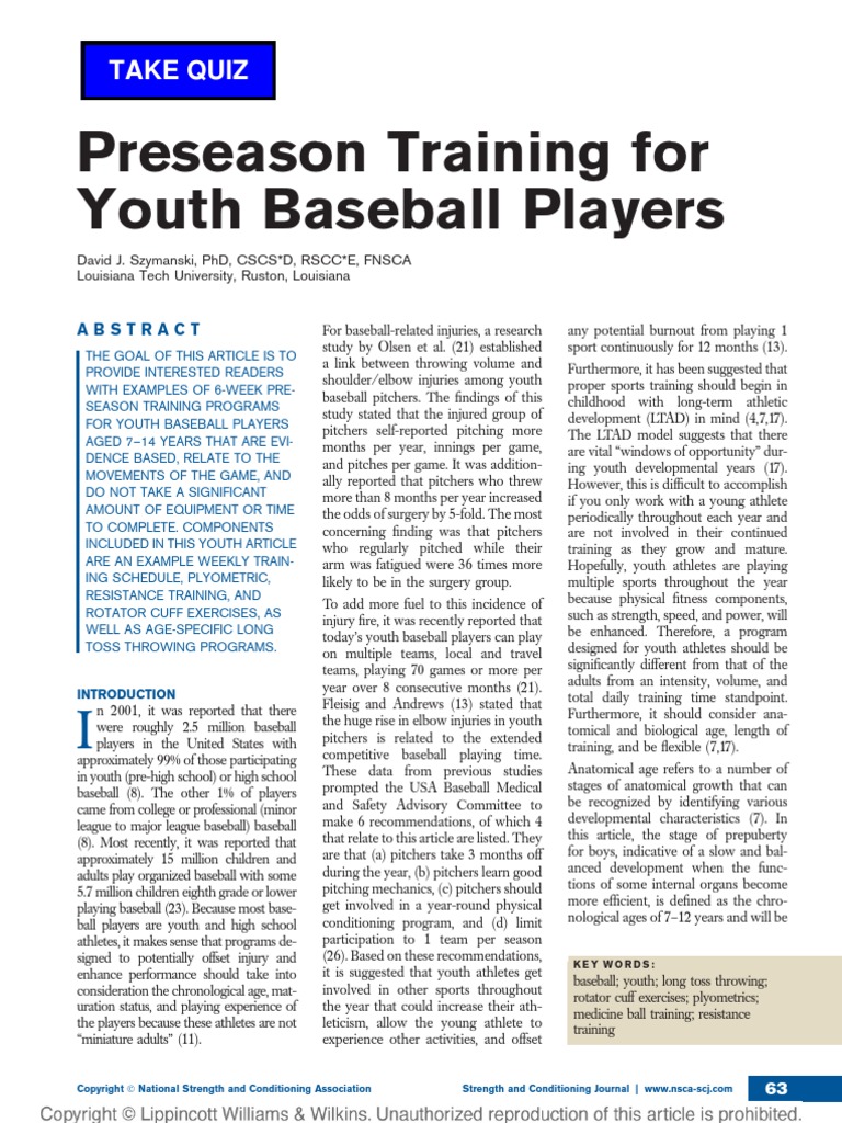Youth Baseball Players Traning | PDF | Strength Training | Anatomical ...