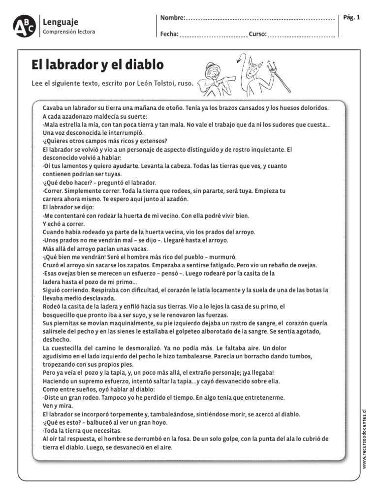 Cuento El Labrador y El Diablo PDF | PDF | Diablo
