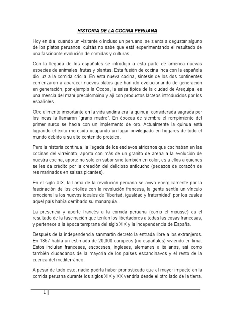 Evolución de la Cocina Peruana | PDF | Mariscos | Perú