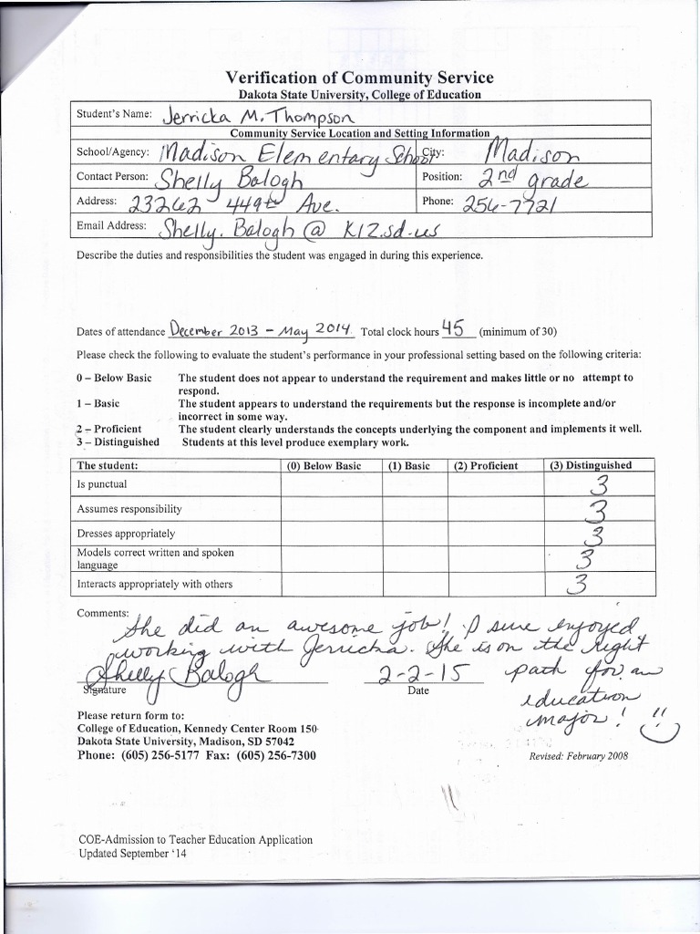 Community Service Verification Form | PDF | Business