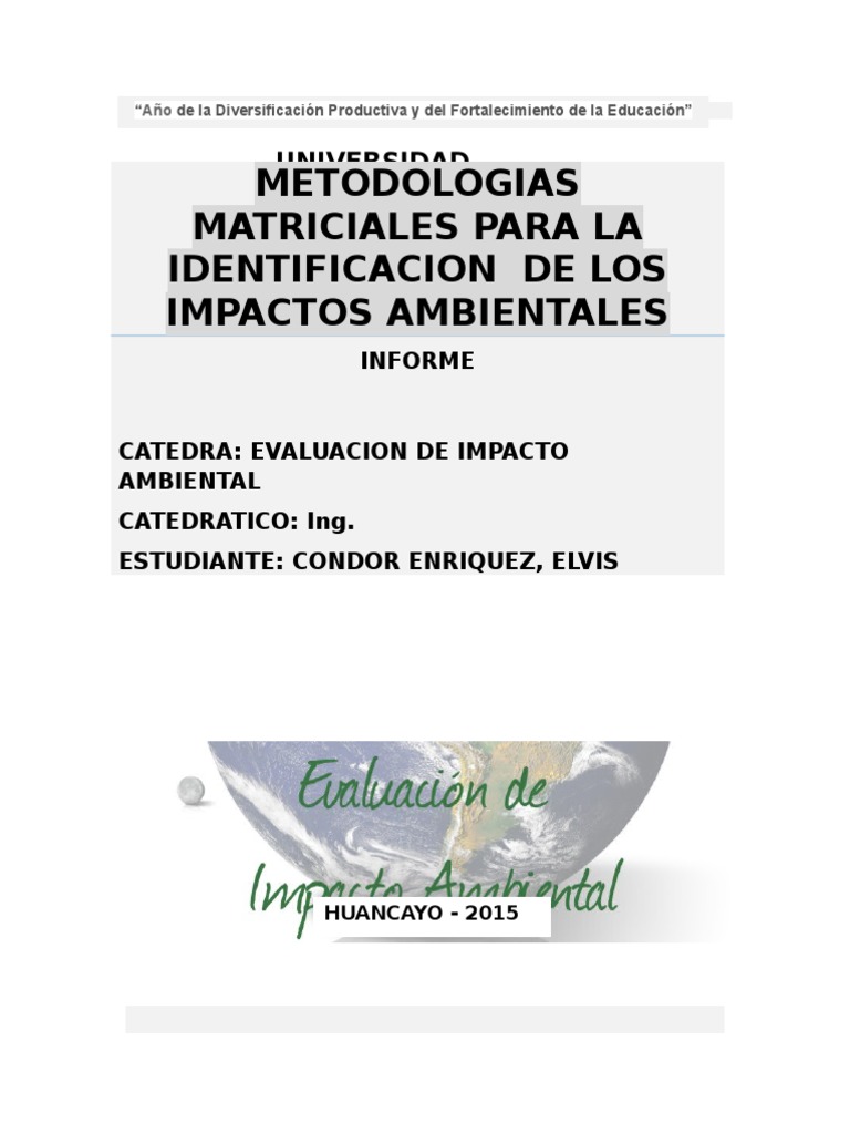 Eia Matrices | PDF | Evaluación de impacto ambiental | Science