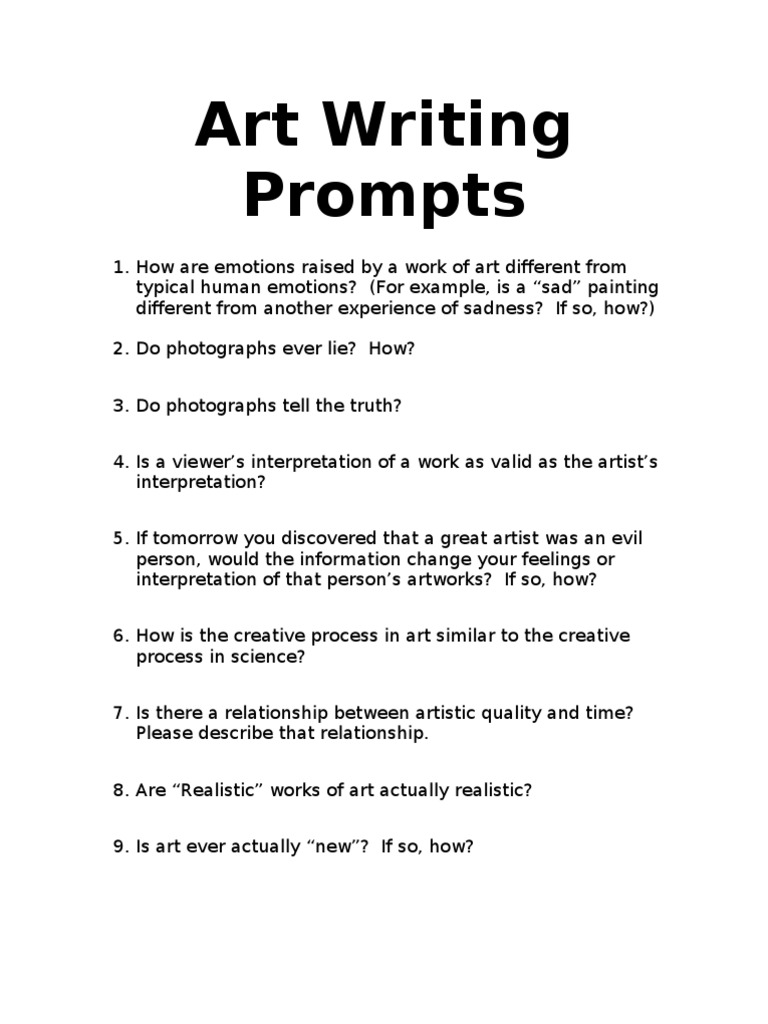 Writing Prompts For Art | PDF | Paintings | Emotions