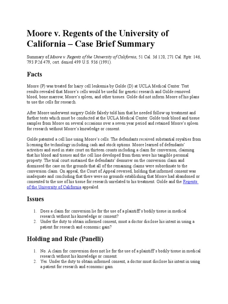 Moore v. Regents of The University of Califo | Download Free PDF ...