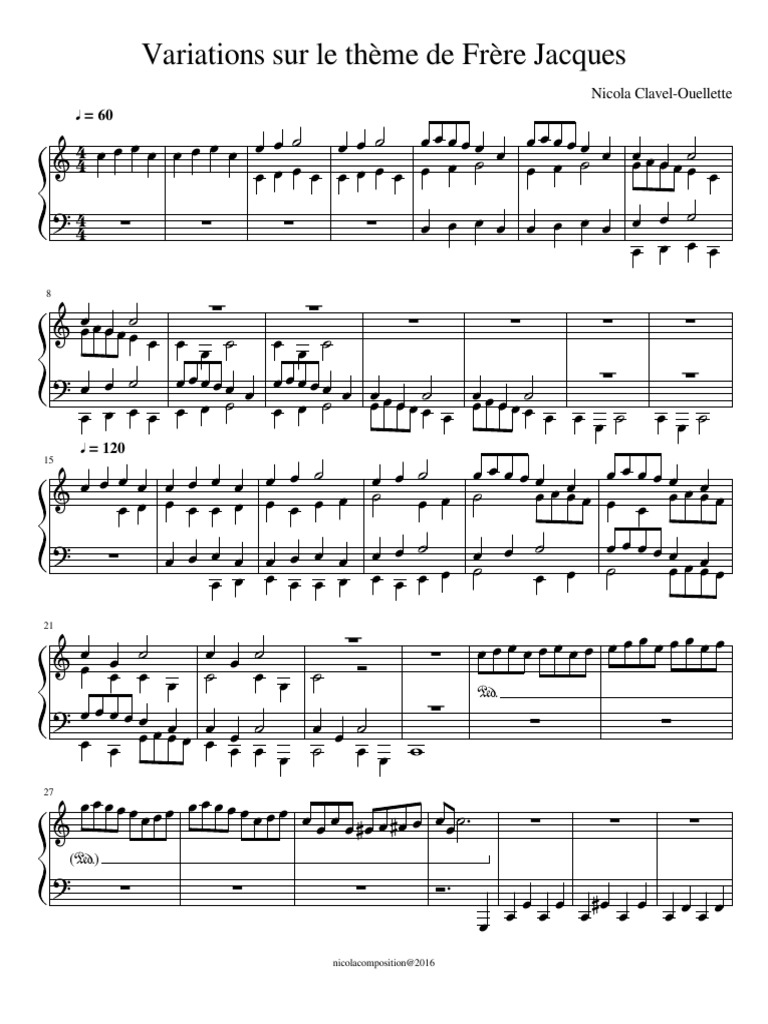 Variations on Frère Jacques Theme | PDF