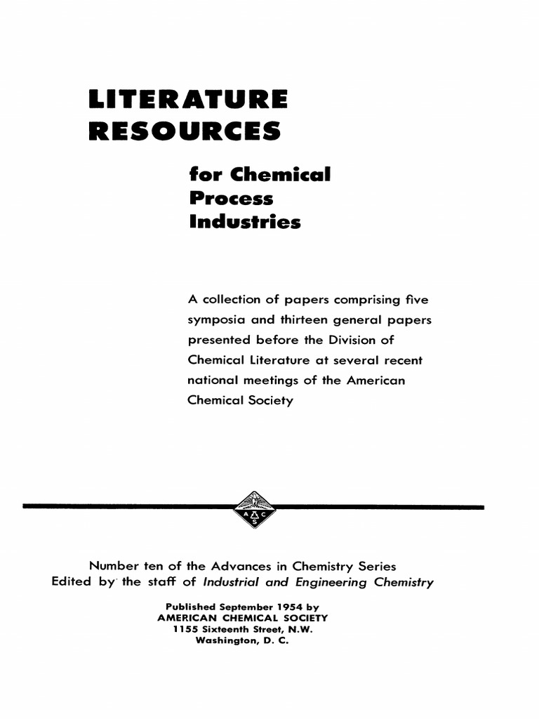 Literature Resources For Chemical Process Industries (Advances in ...