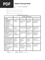 Debate Scoring Sheet Template | PDF | Teaching Methods & Materials ...