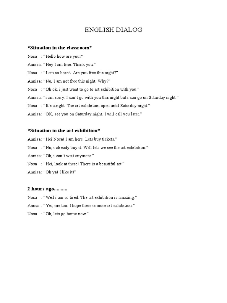 English Dialog: Situation in The Classroom | PDF | Art