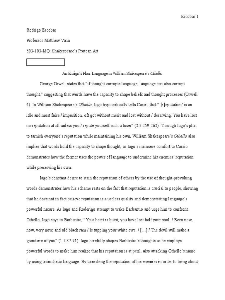 Reputation in William Shakespeare's Othello | PDF | Iago | Othello