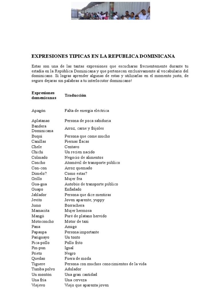 Expresiones Tipicas en La Republica Dominicana | PDF