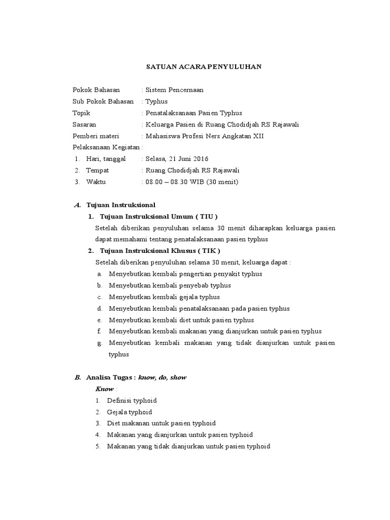 SAP Diit Typhoid | PDF