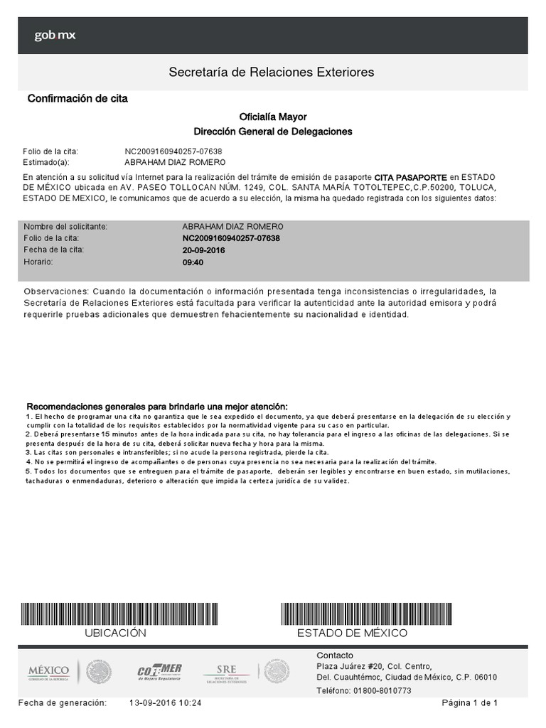 Confirmacion Cita Pdf