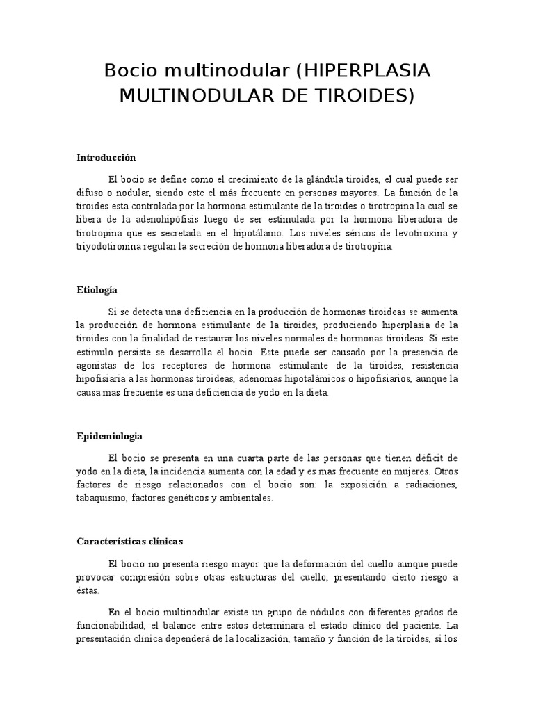 Bocio Multinodular (Hiperplasia Multinodular de Tiroides) | PDF ...