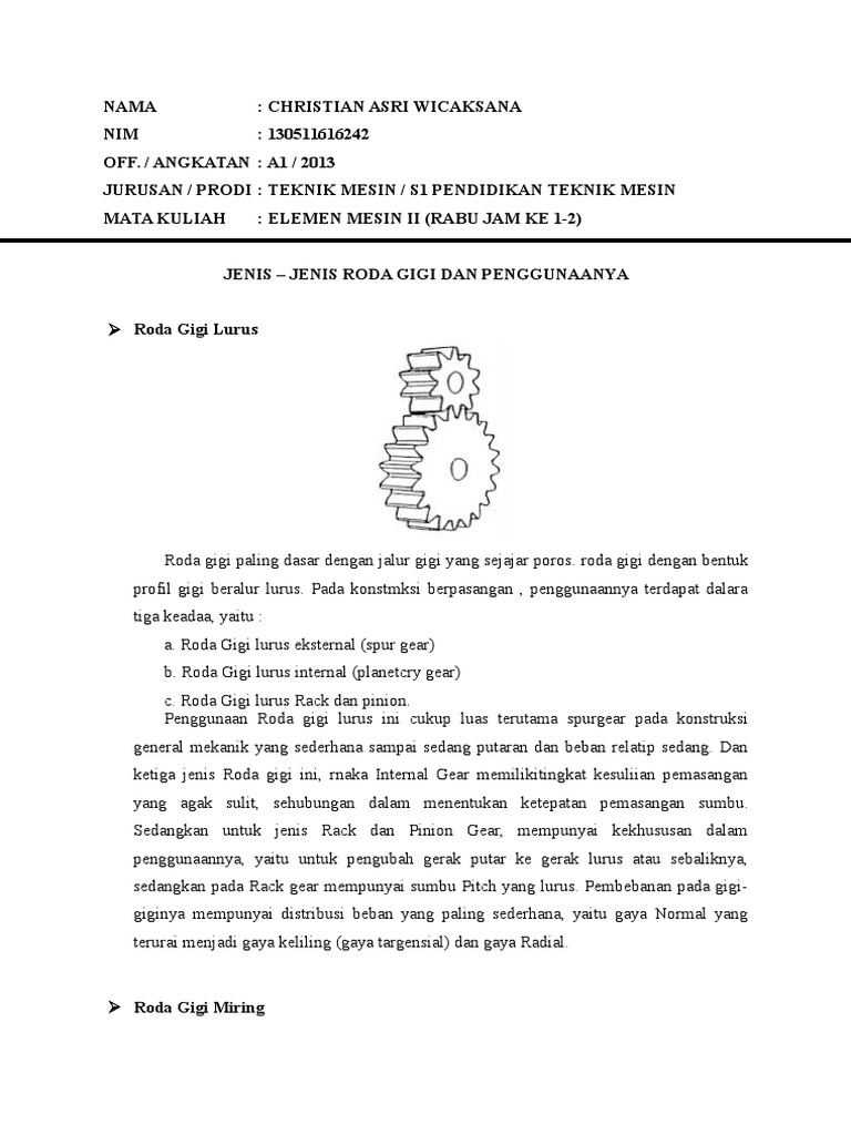 Jenis-Jenis Roda Gigi | PDF | Sains & Matematika