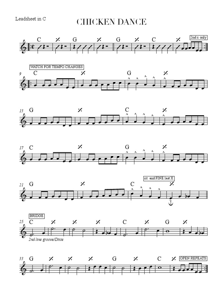 18 - Chicken Dance Leadsheet in C | PDF