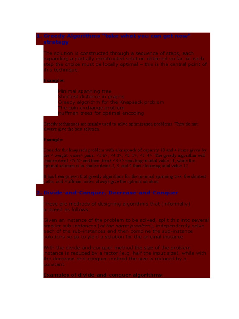 Greedy Algorithms "Take What You Can Get Now" Strategy: Examples | PDF | Dynamic Programming ...