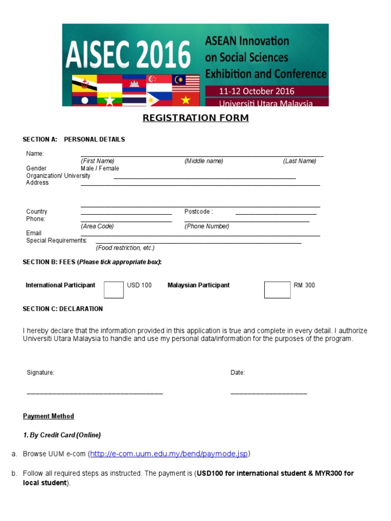 AISEC Registration Form | PDF | Wire Transfer | Payments