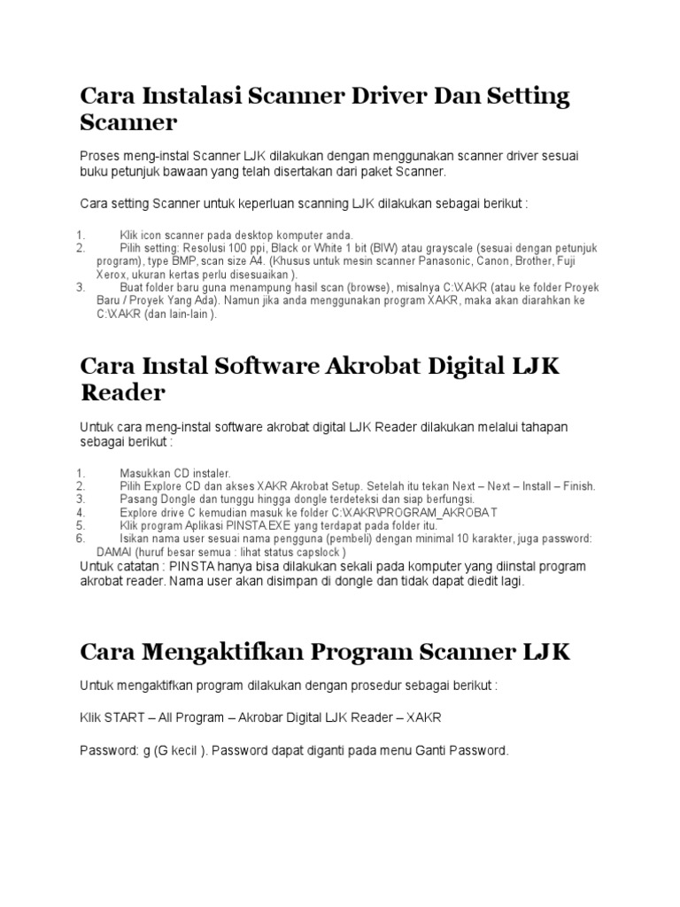 Cara Instalasi Scanner Driver Dan Setting Scanner | PDF