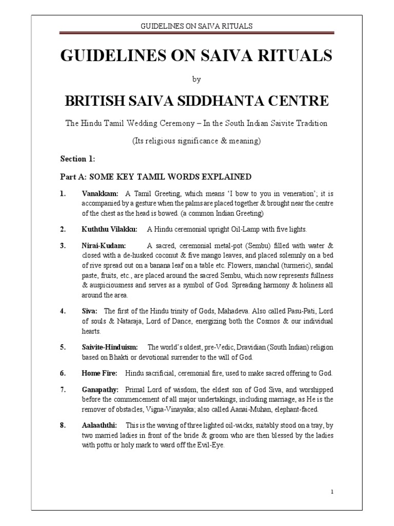 Guidelines On Saiva Rituals | PDF | Wedding | Cremation
