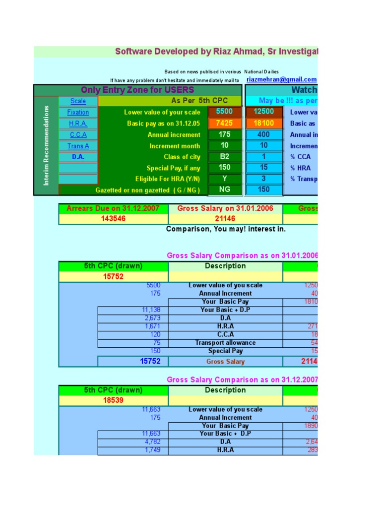 6th Central Pay Commission Salary Calculator | PDF | Employment ...