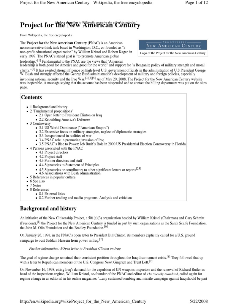 1Z 2008 PNAC Project For The New American Century 2008 Wikipedia | PDF ...